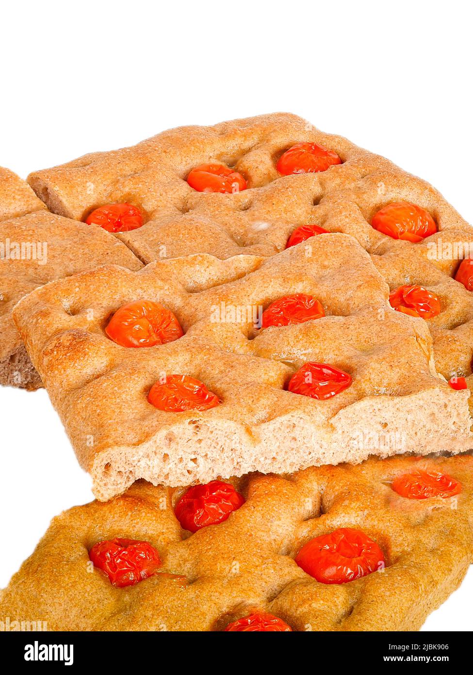 Italian flat bread organic wholewheat focaccia with tomatoes - white ...