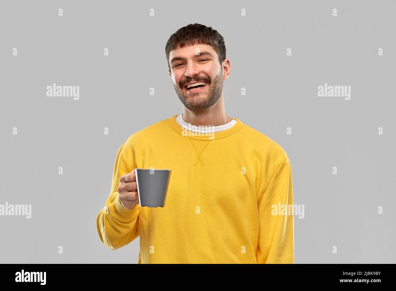 Portrait happy man cup hot hi-res stock photography and images - Alamy