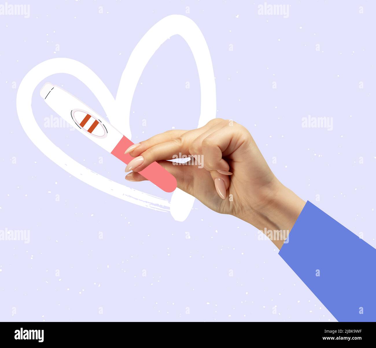 Contemporary art collage. Female hand holding positive pregnancy test ...