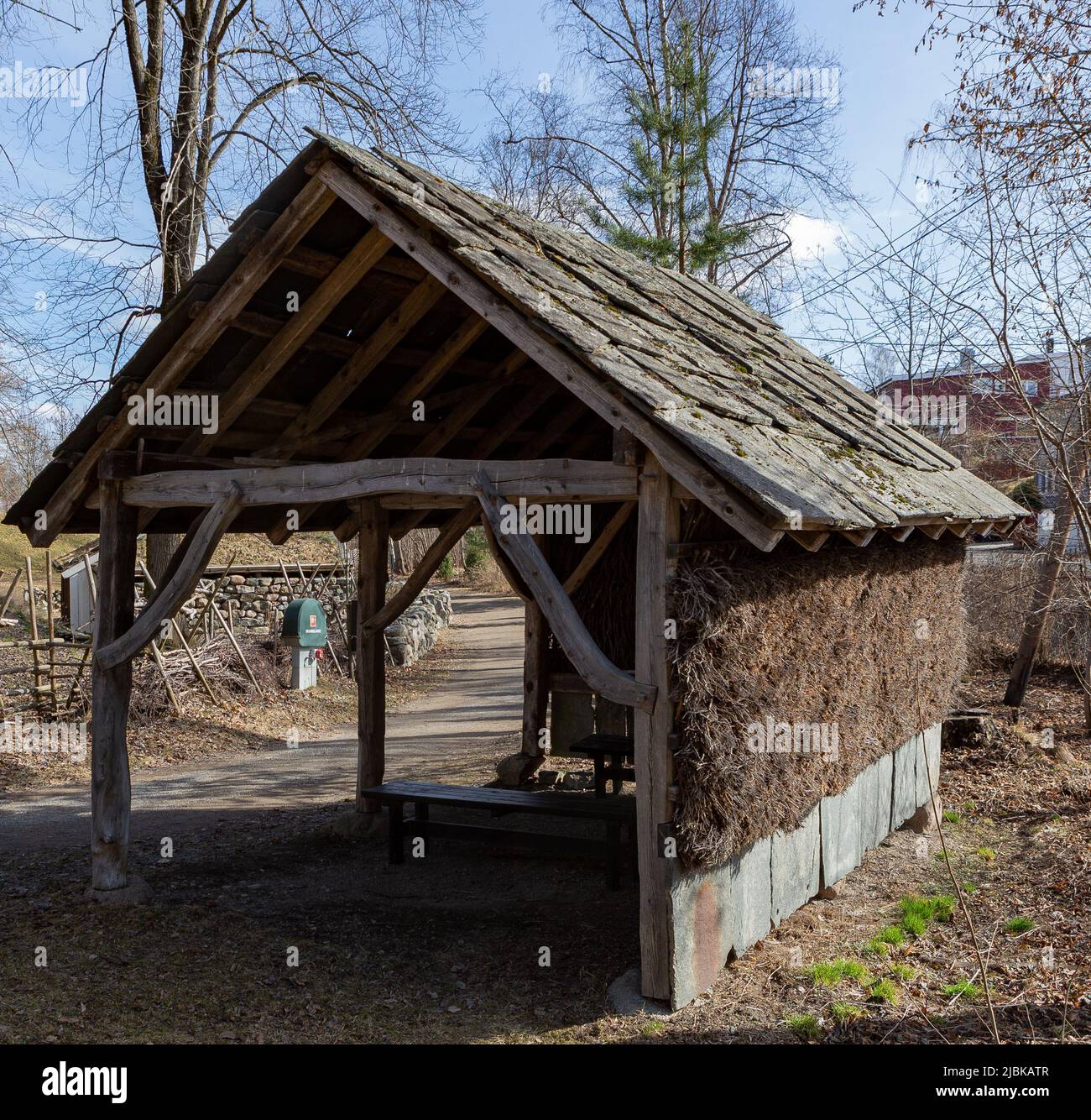 A historic stave house with a cladding made from juniper branches at ...