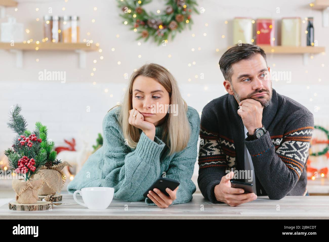 Man and woman arguing over present hi-res stock photography and images ...