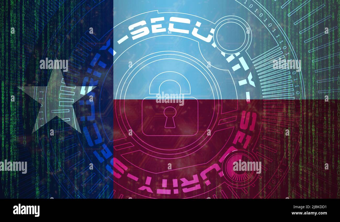 National cyber Security of Texas state, USA on digital background Data ...