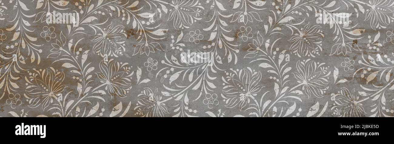 ancient flowers leaf pattern with cement texture background Stock Photo ...