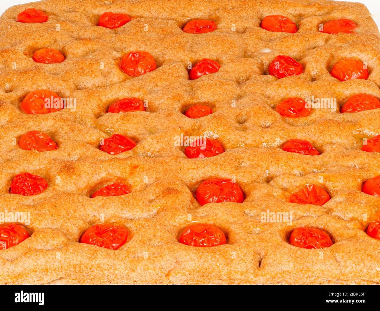 Italian flat bread organic wholewheat focaccia with tomatoes - white ...