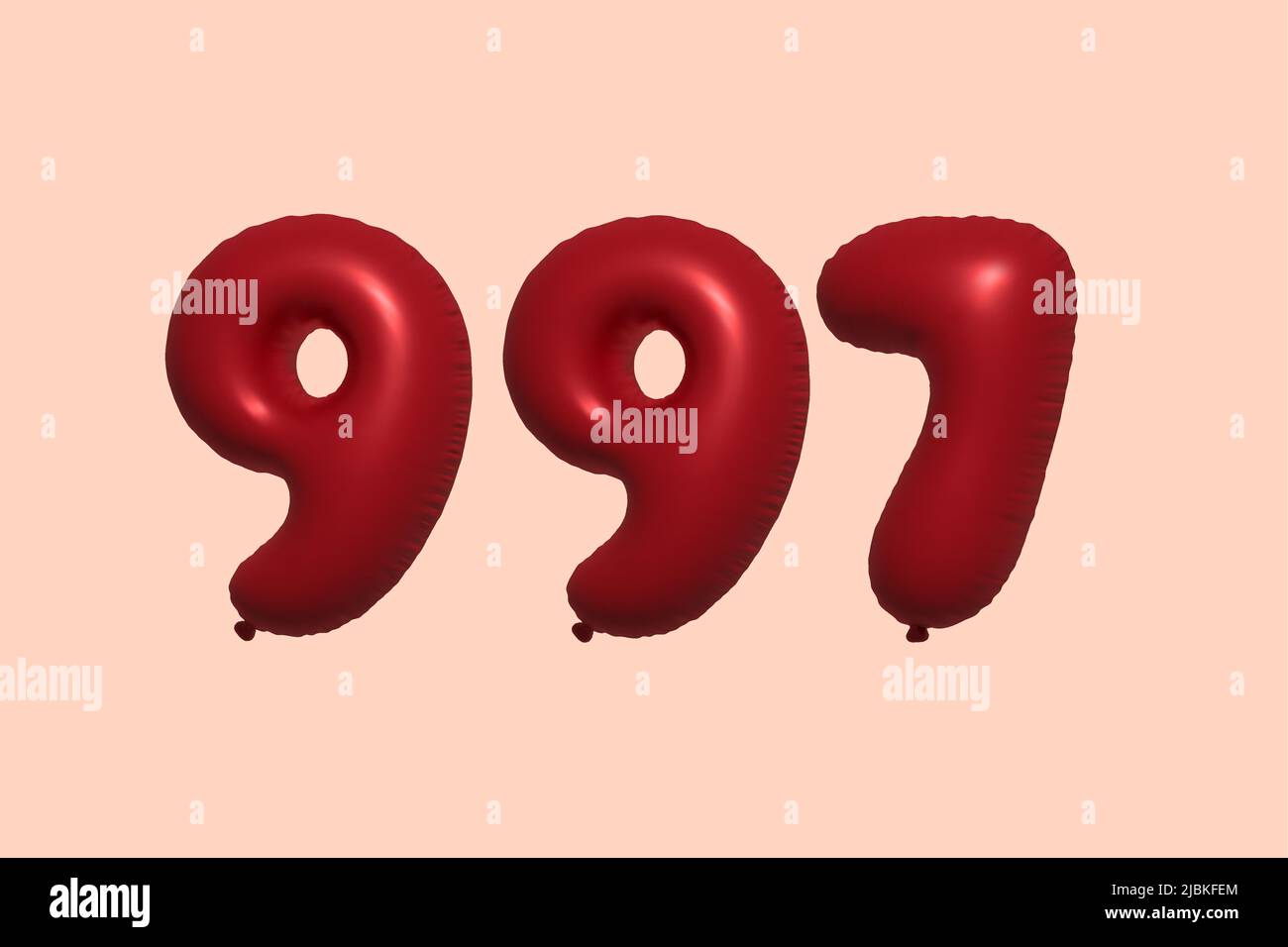 997 3d number balloon made of realistic metallic air balloon 3d ...