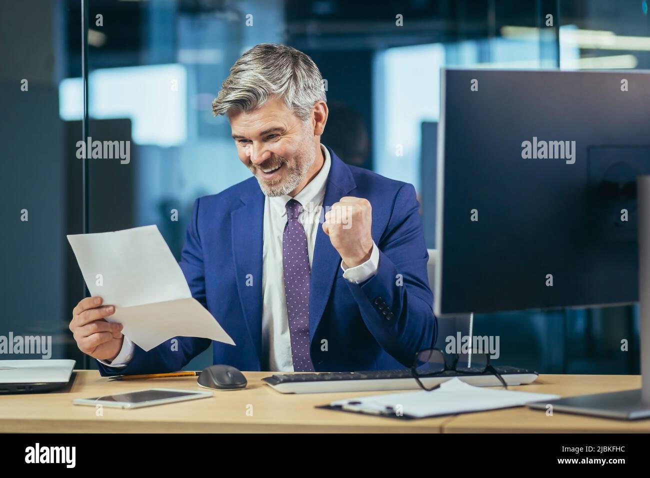 Successful experienced business man, received a positive letter, a ...