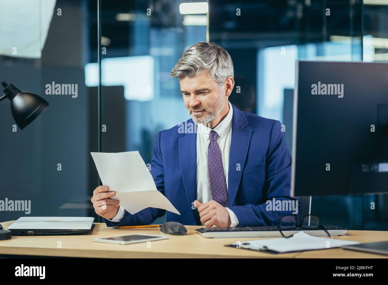 Successful experienced business man, received a positive letter, a ...