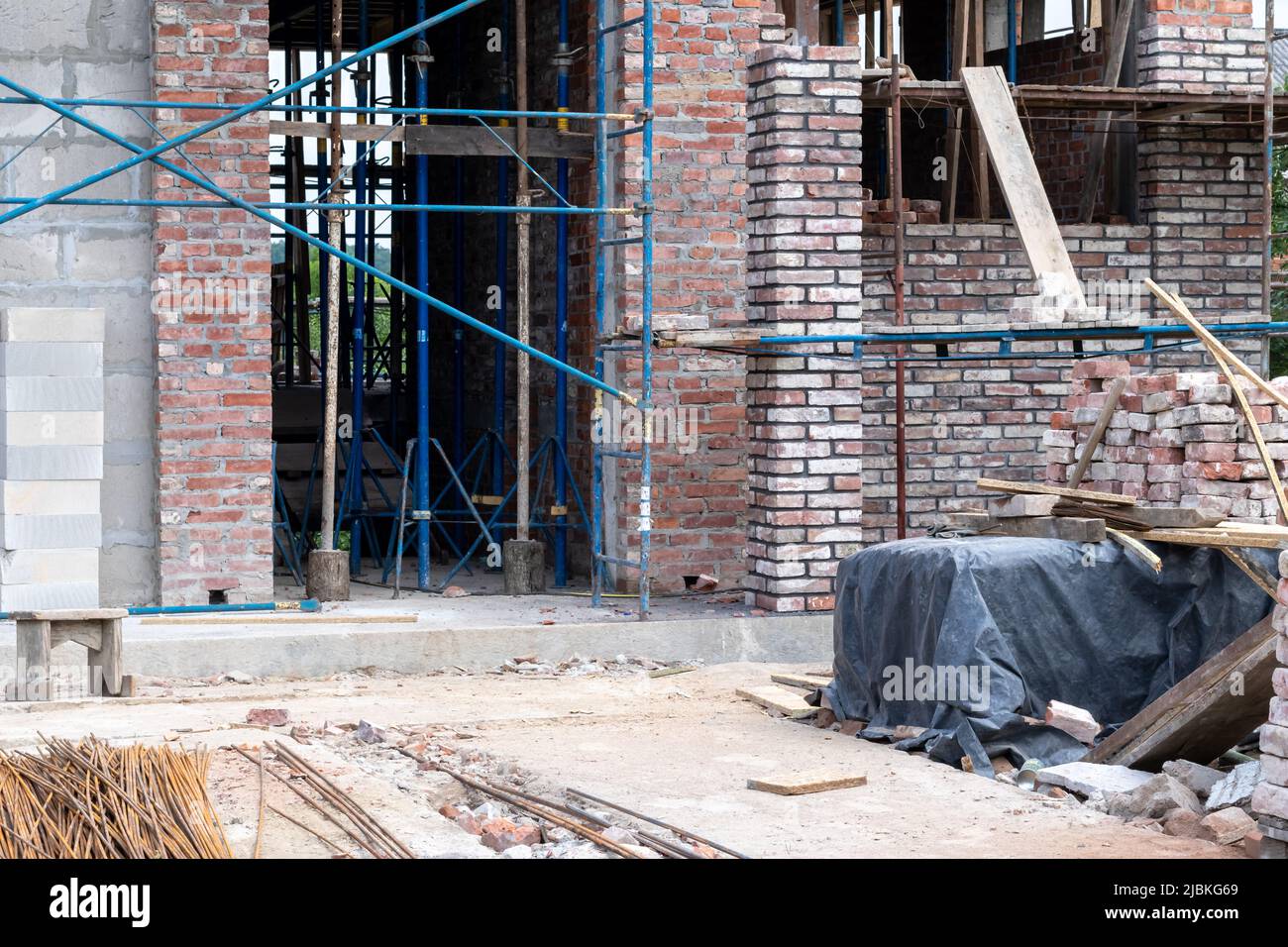 Building under construction, industrial background. Construction site ...
