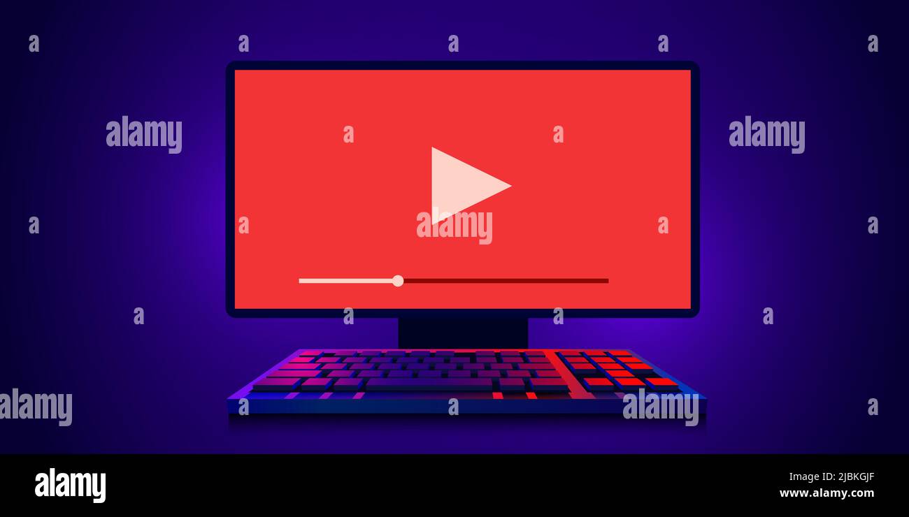 Video player on computer screen. Multimedia concepts. Modern futuristic ...