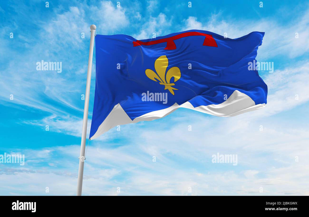 flag of department of Alpes de Haute Provence, France at cloudy sky ...