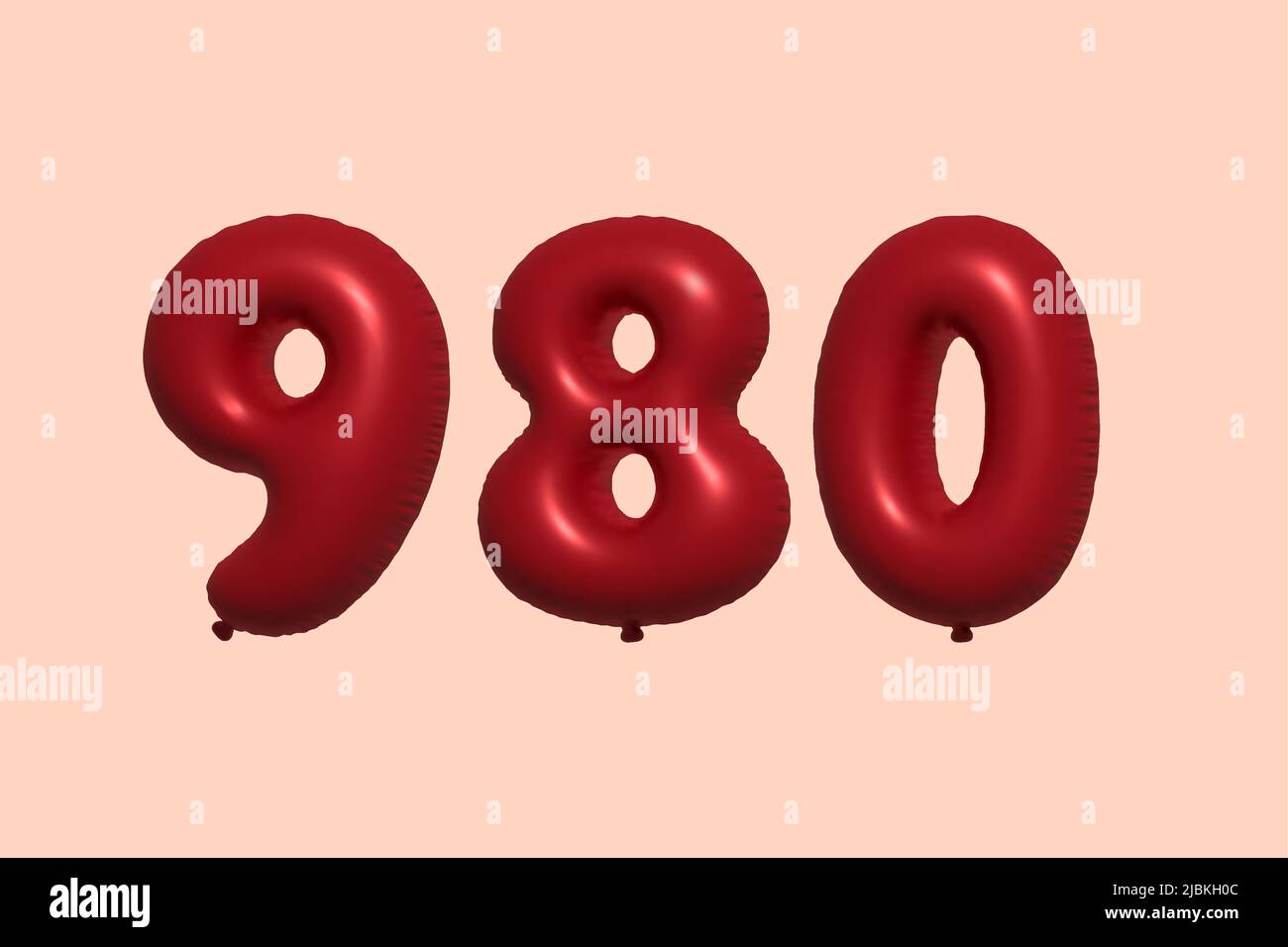 980 3d number balloon made of realistic metallic air balloon 3d ...