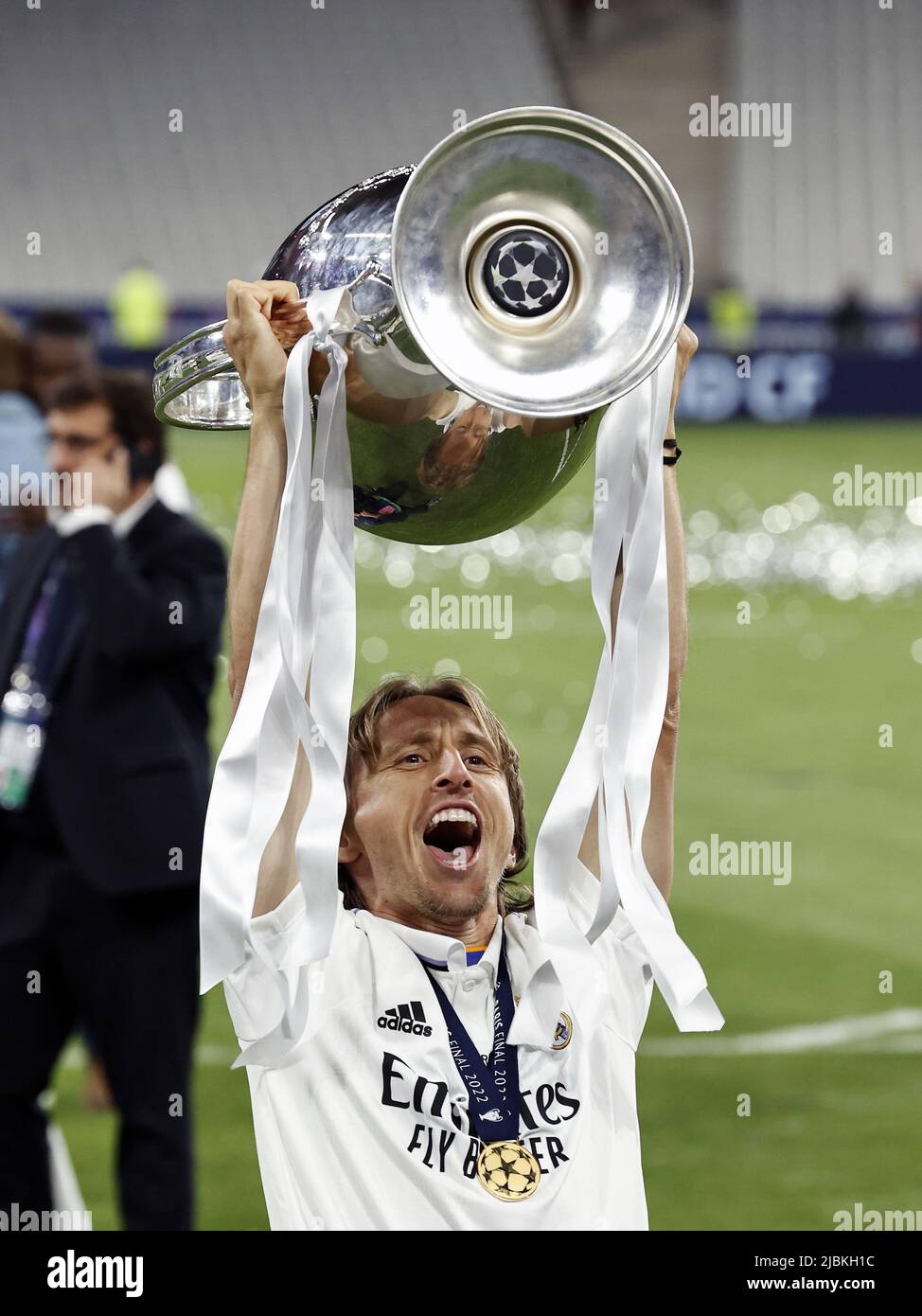 PARIS - Luka Modric of Real Madrid with UEFA Champions League trophy ...