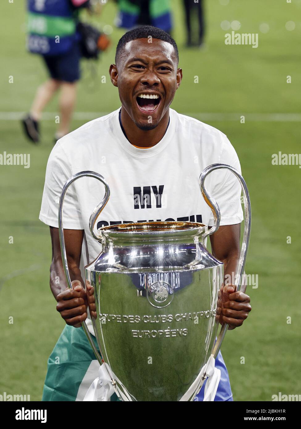 PARIS - David Alaba of Real Madrid with UEFA Champions League trophy ...