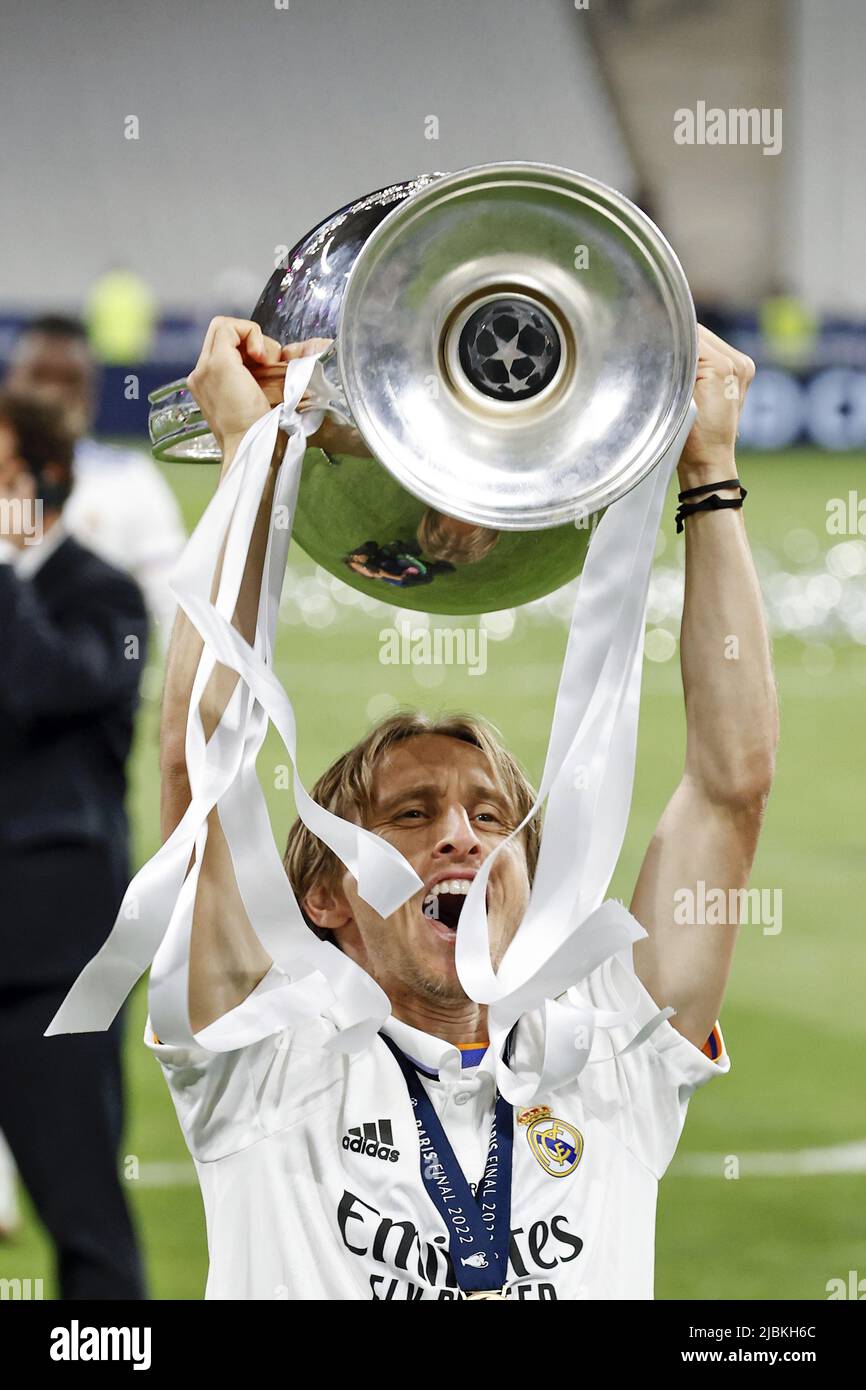 PARIS - Luka Modric of Real Madrid with UEFA Champions League trophy ...
