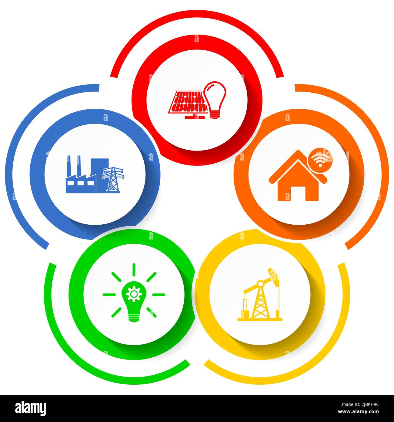 Industry, power, technology concept infographic template, vector icon ...