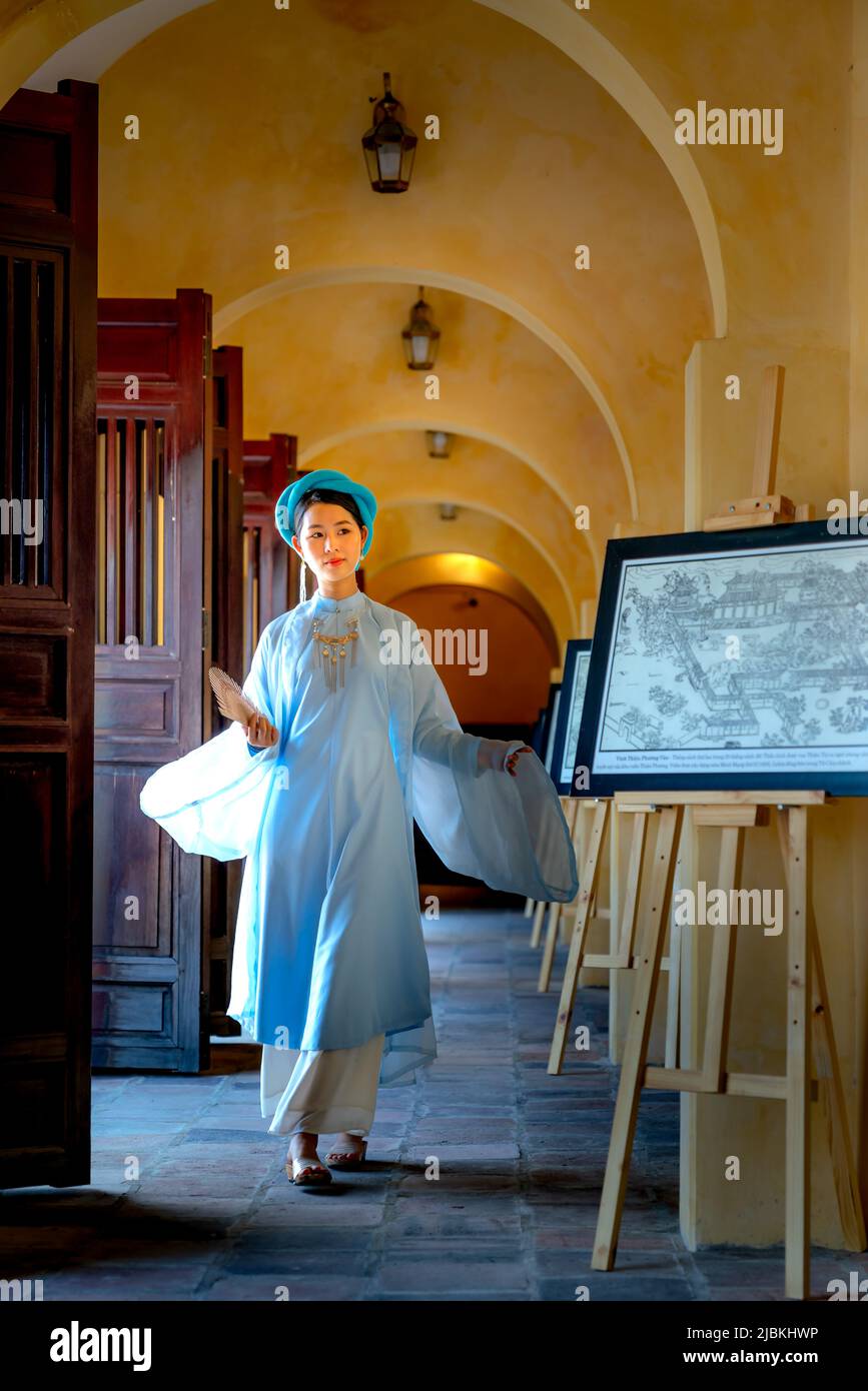 Ancient Museum, Hue City, Vietnam - April 27, 2022: Model wears a ...