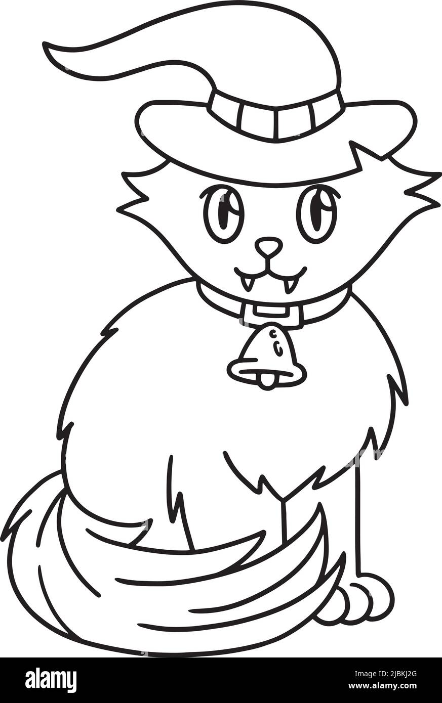 Vampire Cat Halloween Isolated Coloring Page Stock Vector Image & Art ...