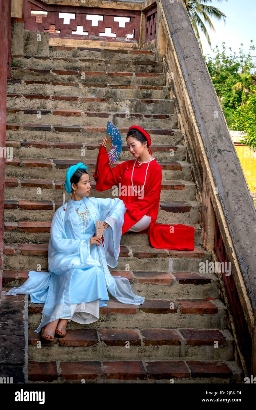 Ancient Museum, Hue City, Vietnam - April 27, 2022: Model wears a ...