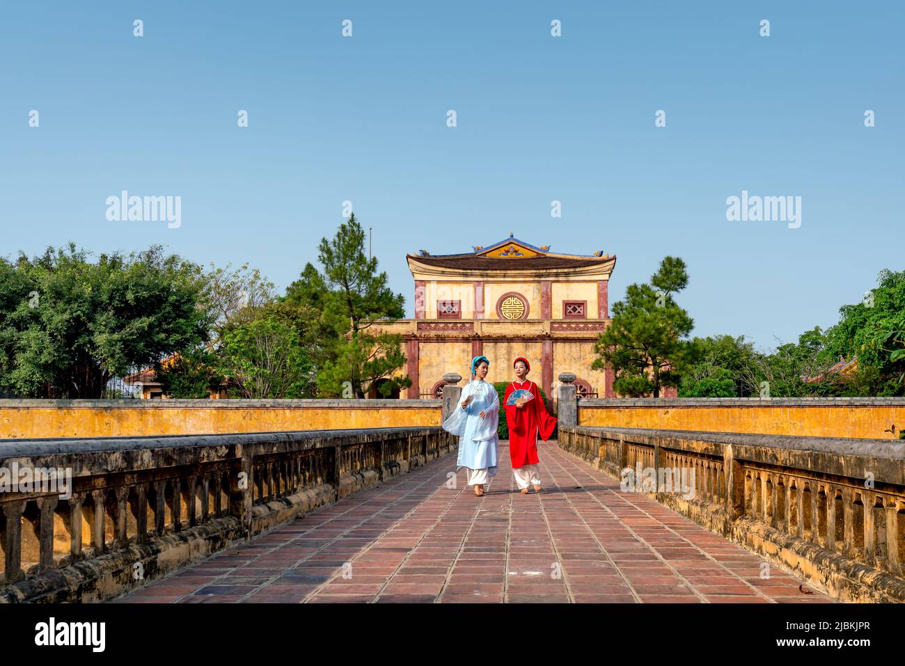 Ancient Museum, Hue City, Vietnam - April 27, 2022: Model wears a ...