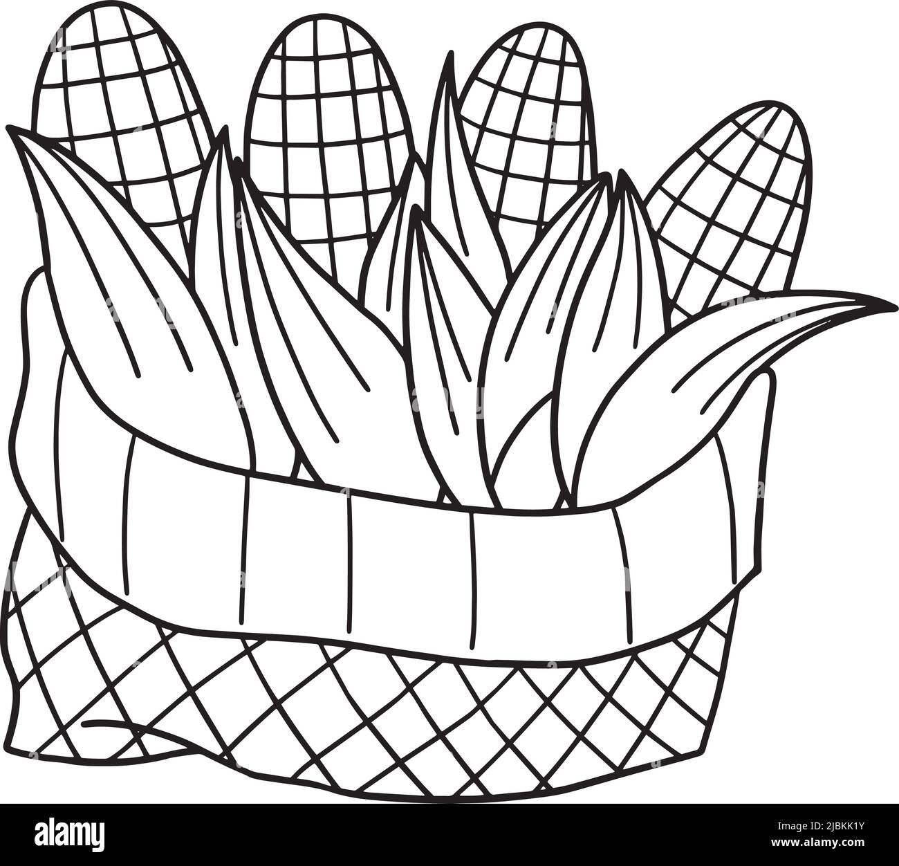 Thanksgiving Harvest Corn Isolated Coloring Page Stock Vector Image ...