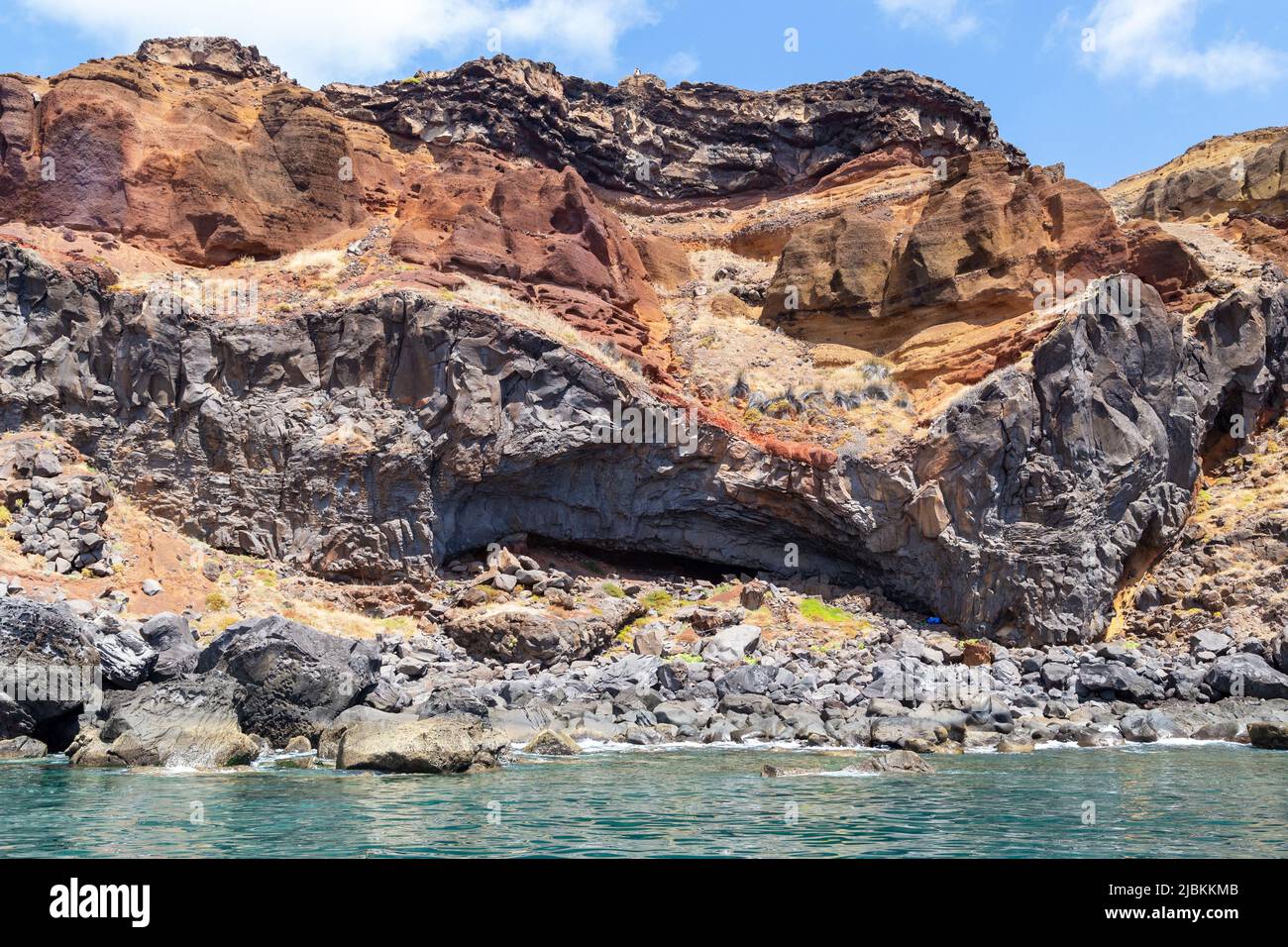 MADEIRA ISLAND, PORTUGAL - AUGUST 28, 2021: This is the rocky coast of ...