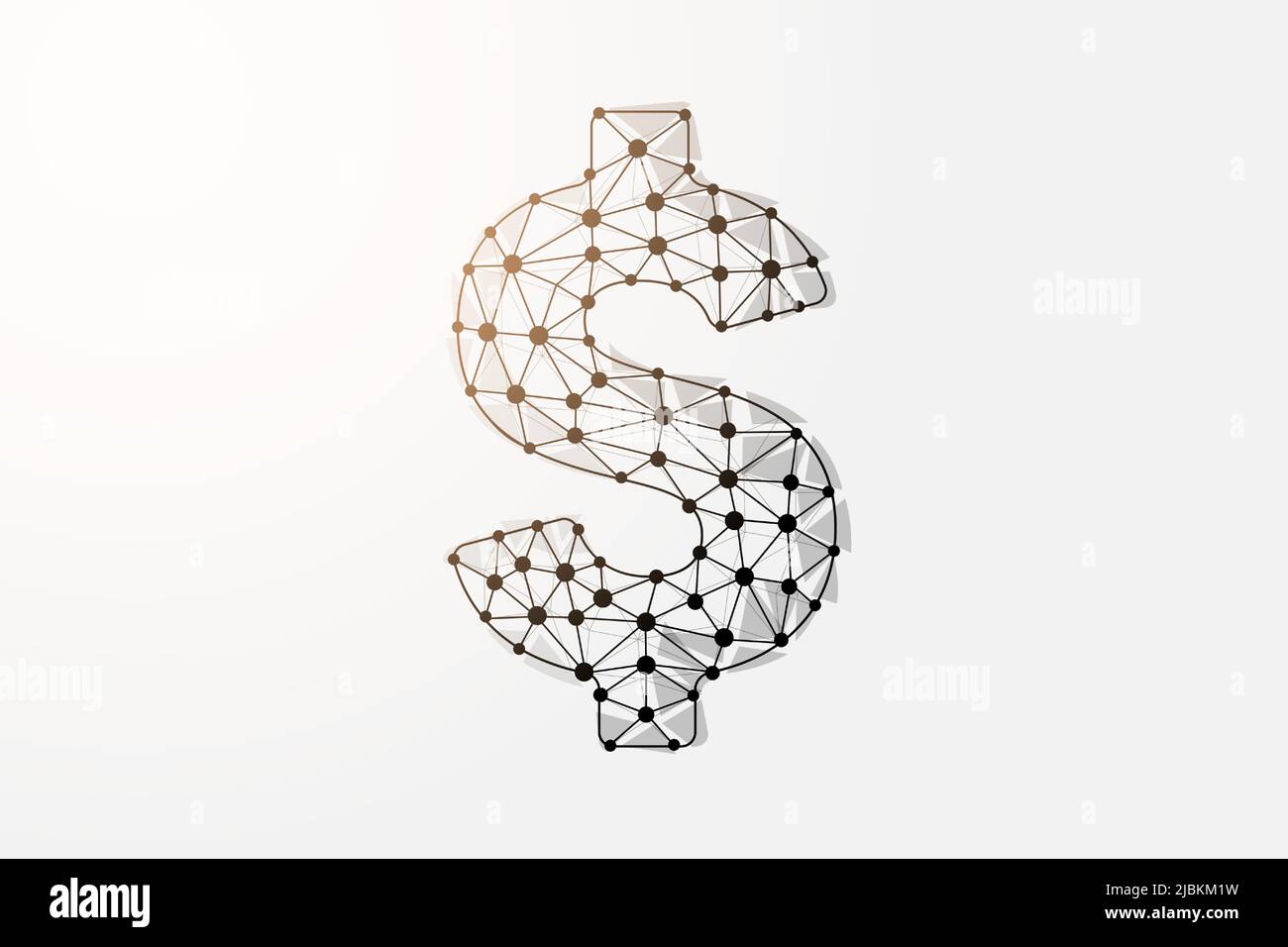 Dollar 3d low poly symbol with connected dots. Money currency, economy ...