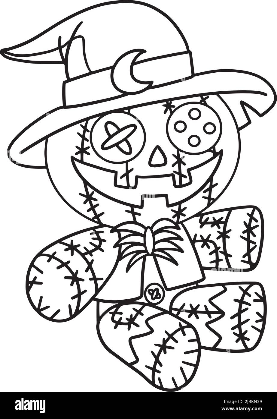Scarecrow Halloween Isolated Coloring Page Stock Vector Image & Art - Alamy
