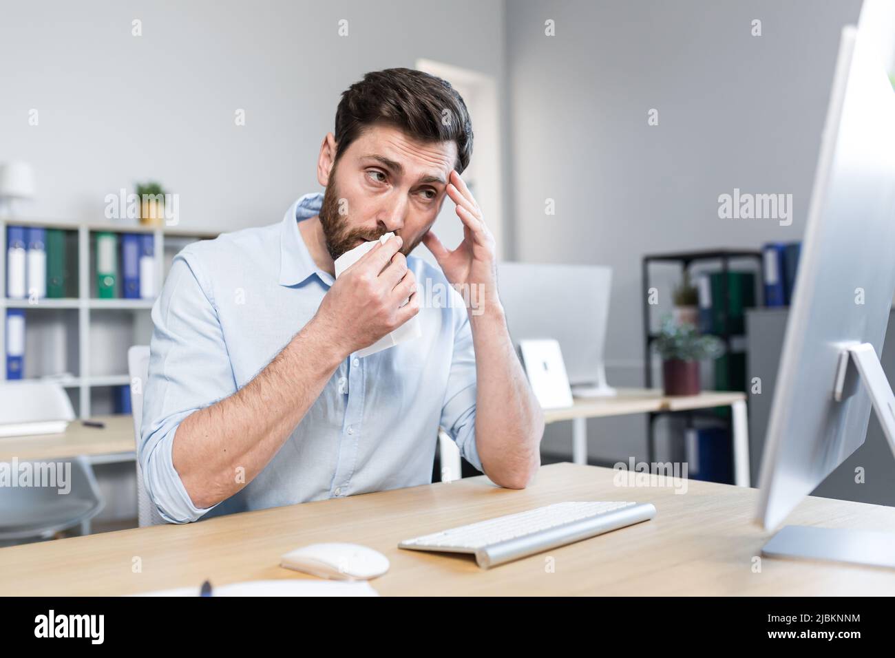 Sick man coughing sitting home hi-res stock photography and images - Alamy
