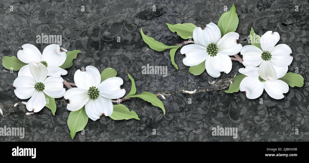 Flower wall Decor, Digital Wall Tile Design, Wall tiles Decor on Marble ...
