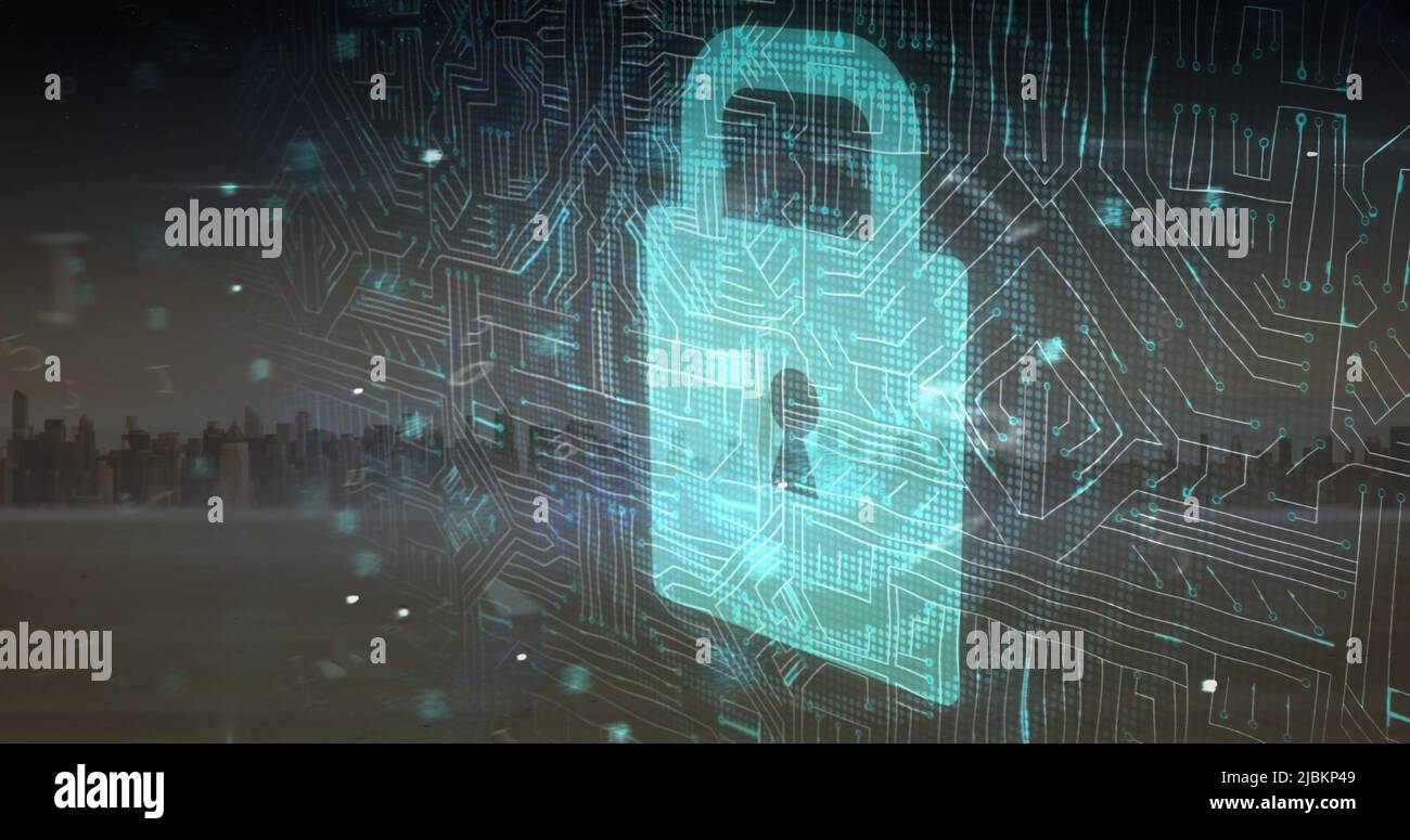 Image of security padlock over cityscape Stock Photo - Alamy