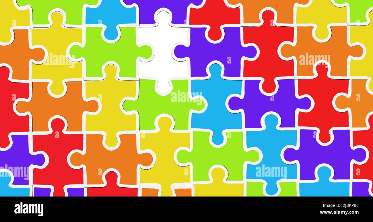 Image of colourful puzzle on white background Stock Photo - Alamy