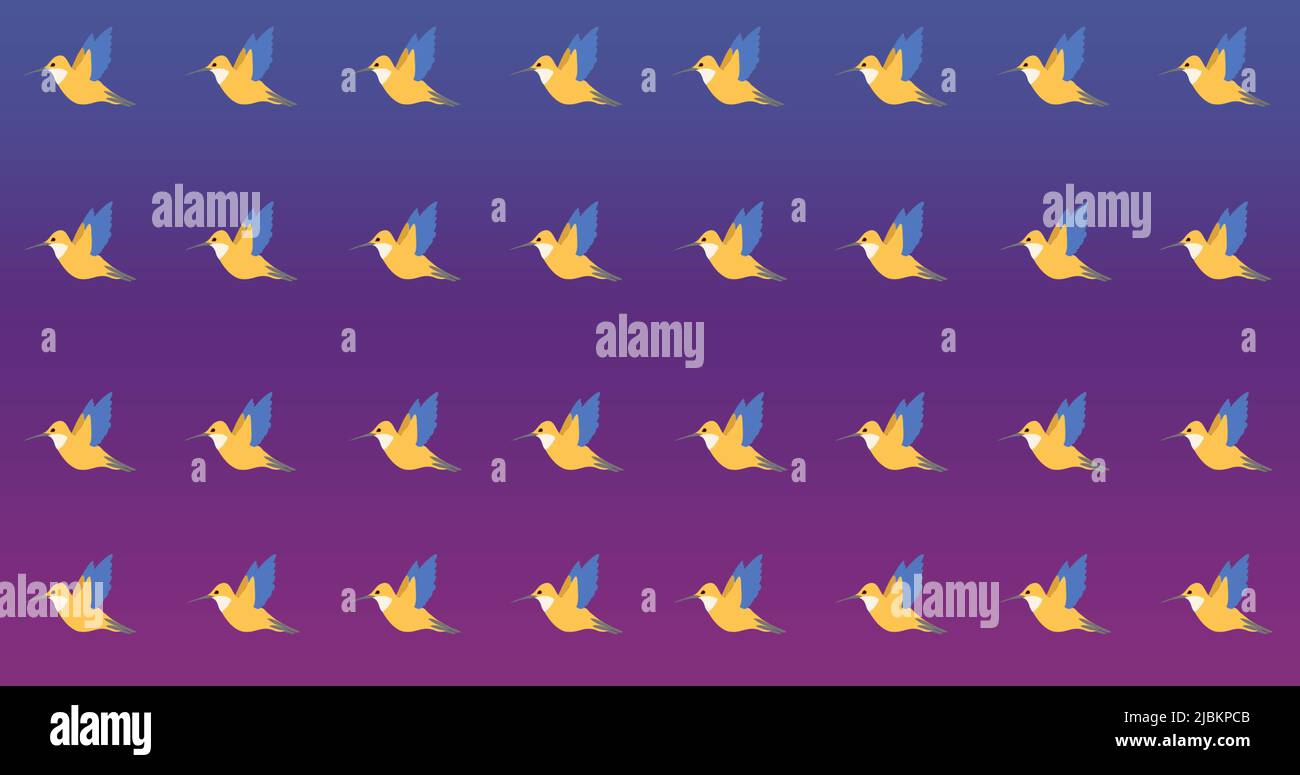 Image of multiple birds over purple background Stock Photo - Alamy