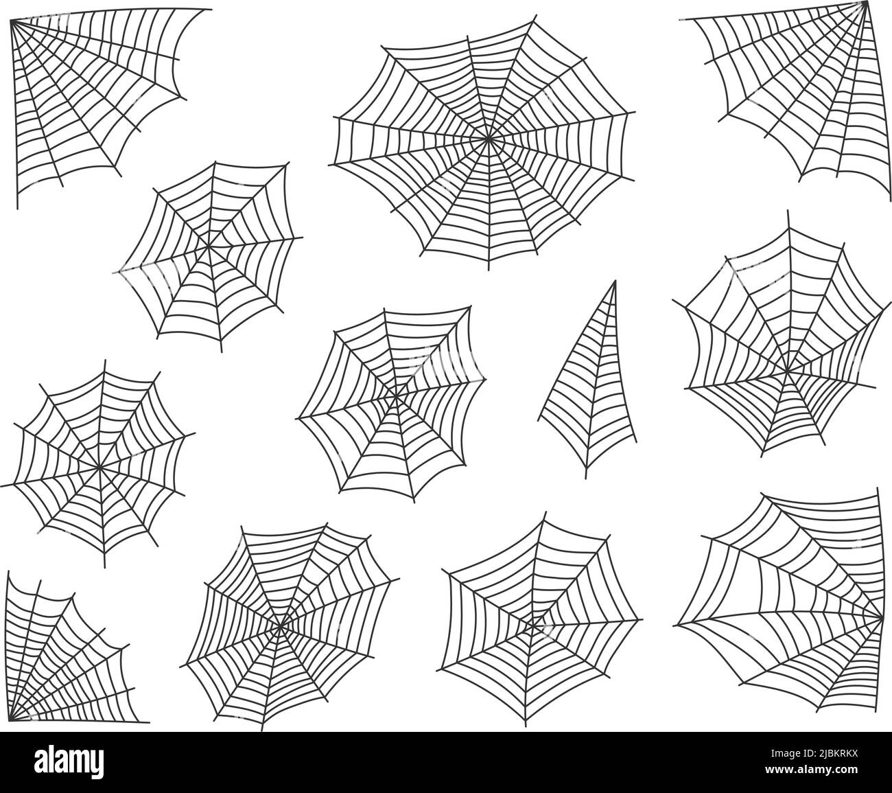Spider cobweb set. Spooky Halloween cobwebs vector illustration. Scary ...