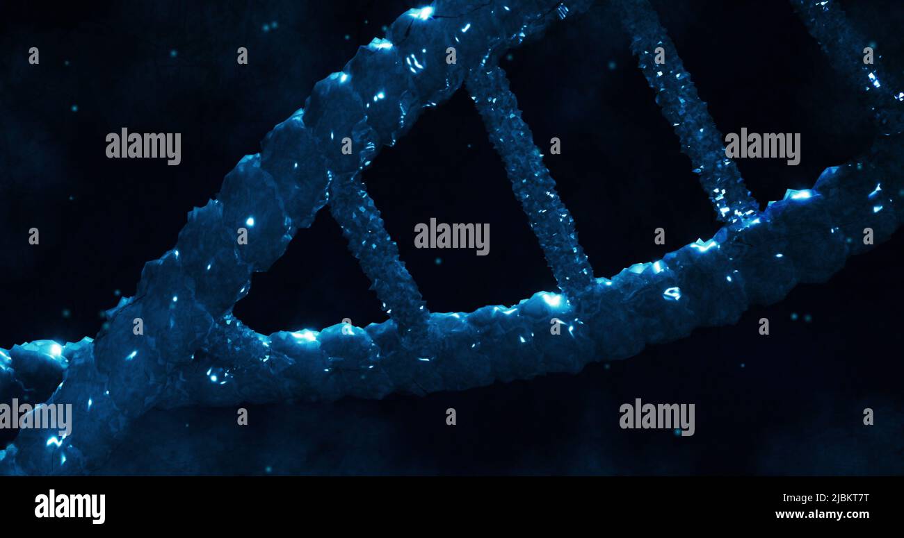 Image of dna strand over light spots on black background Stock Photo ...