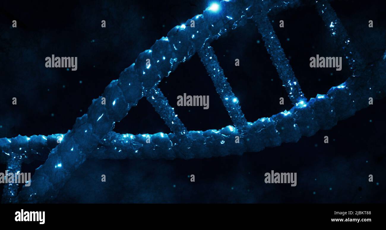 Image of dna strand over light spots on black background Stock Photo ...