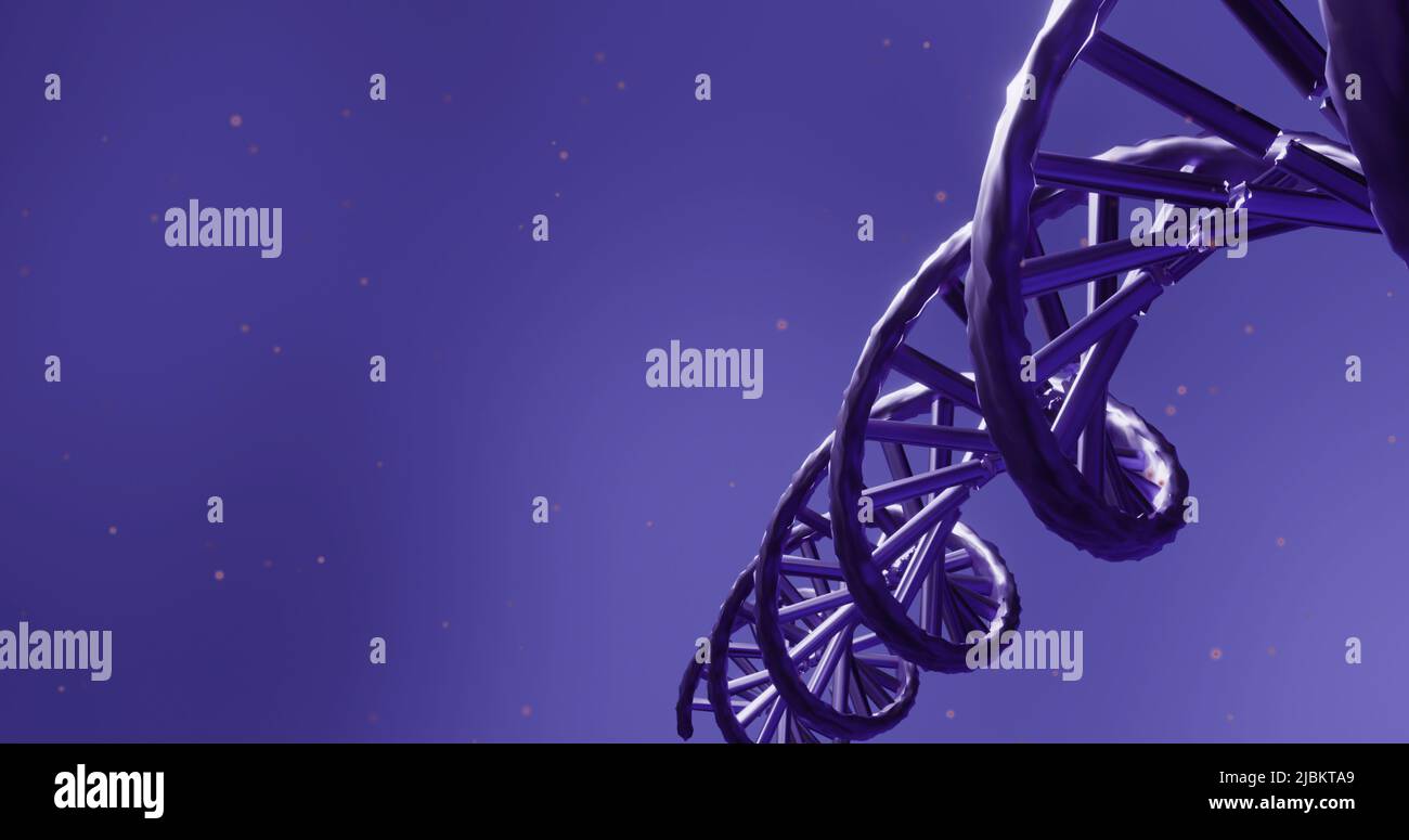 Image of dna strand over light spots on purple background Stock Photo ...