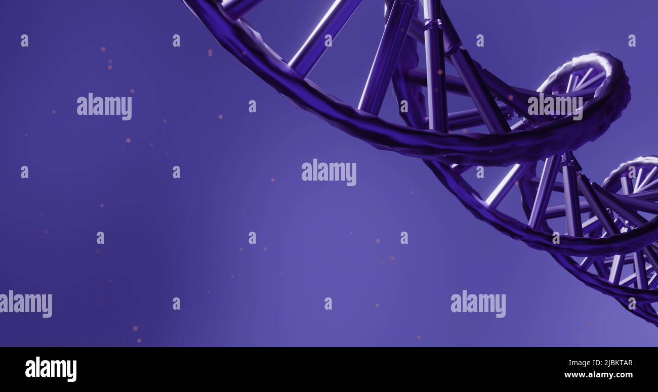 Image of dna strand over light spots on purple background Stock Photo ...