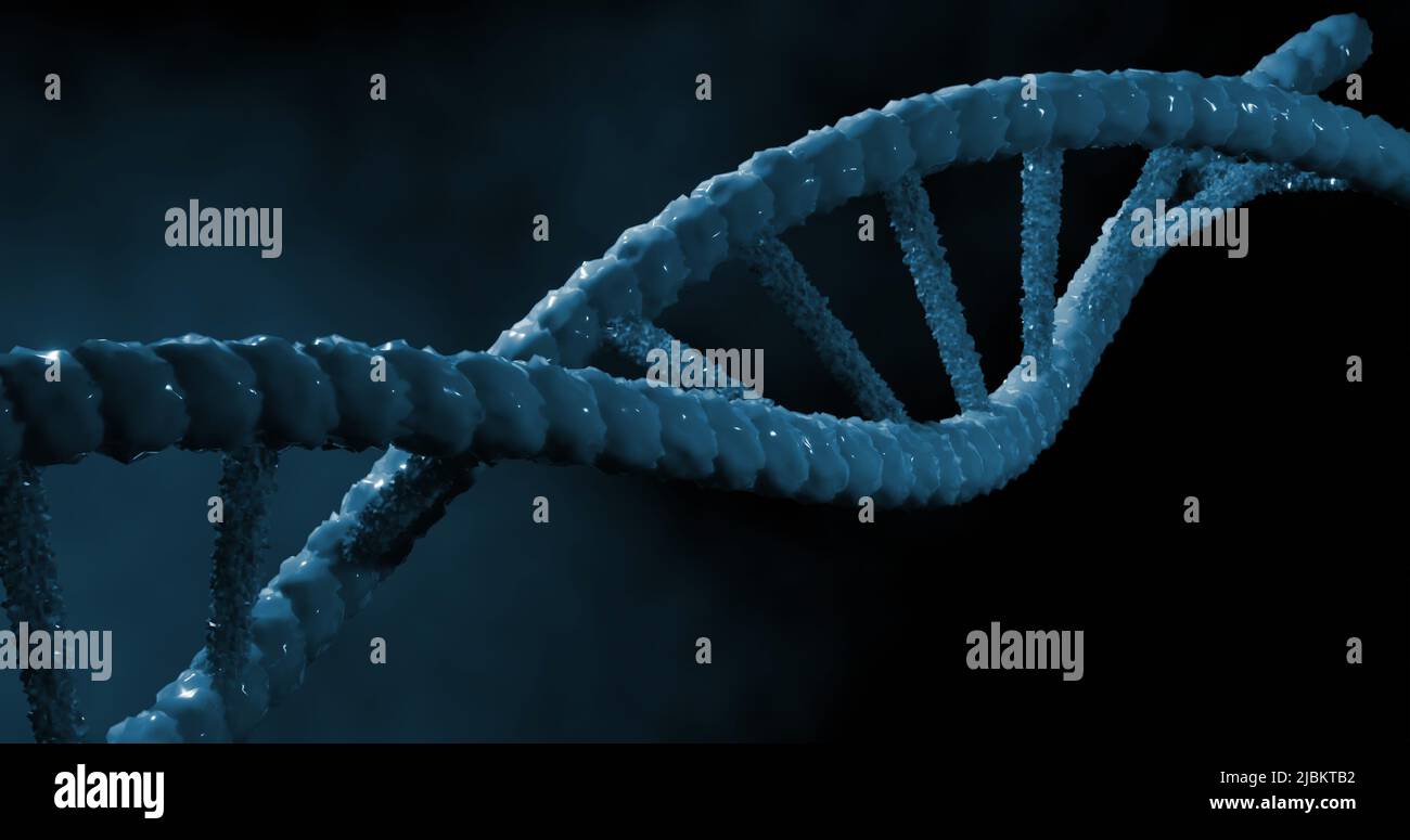 Image of dna strand on black background Stock Photo - Alamy