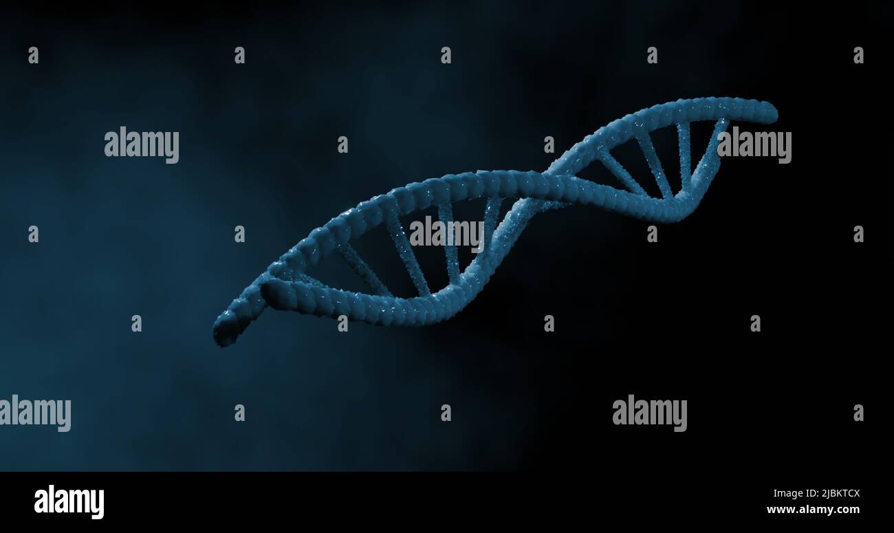 Image of dna strand on black background Stock Photo - Alamy