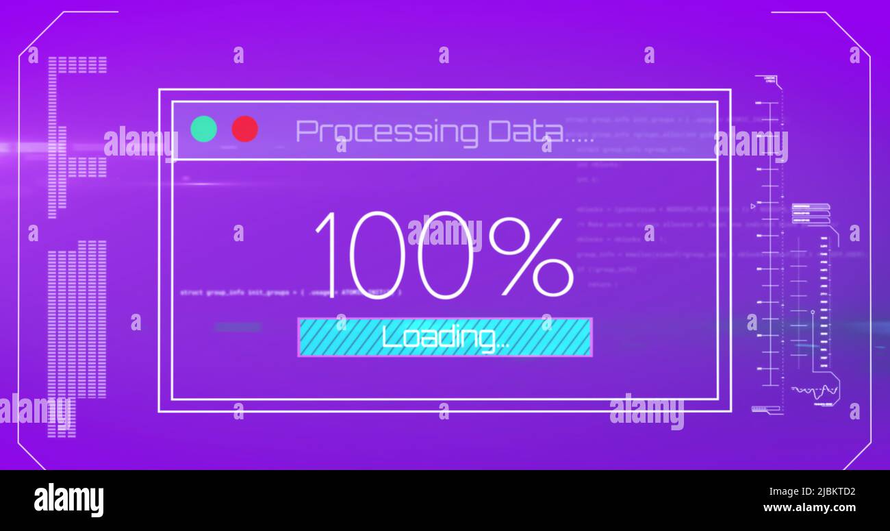 Image of data processing on purple background Stock Photo - Alamy