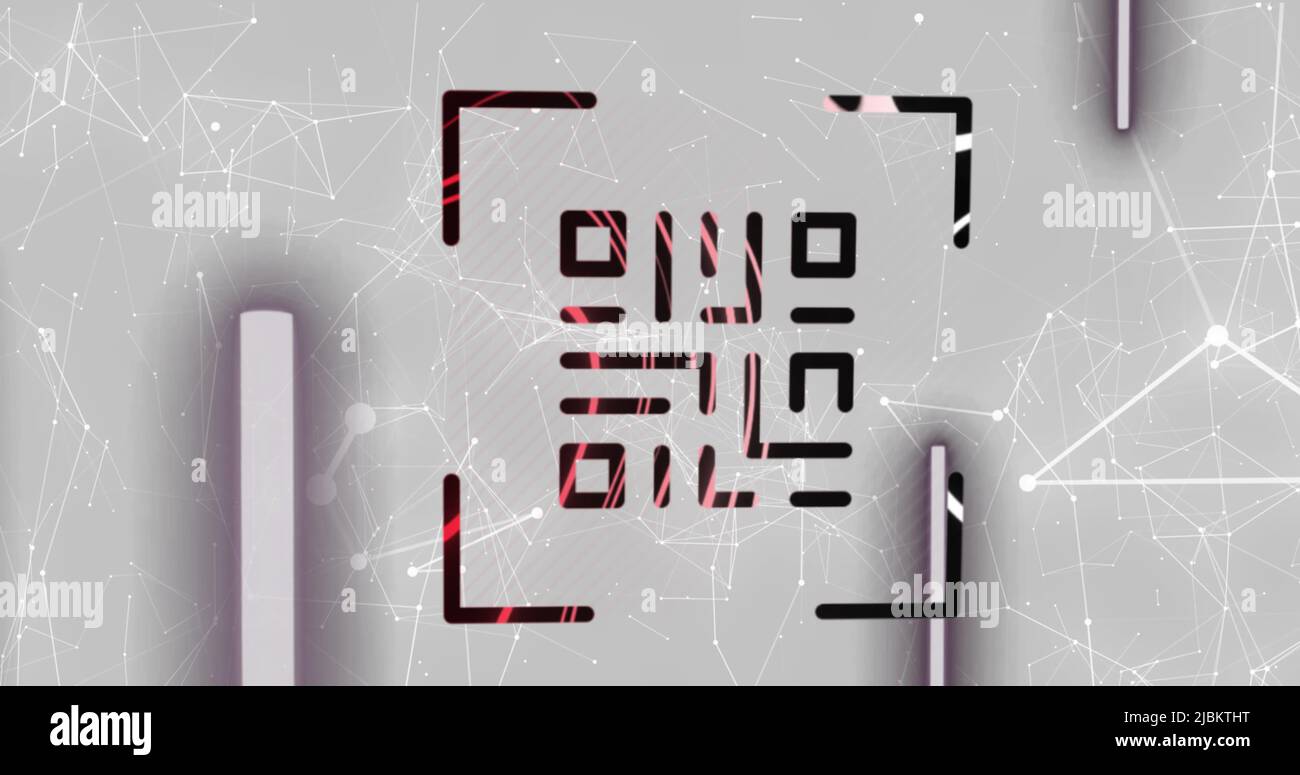 Image of qr code scanning over network of connections Stock Photo - Alamy