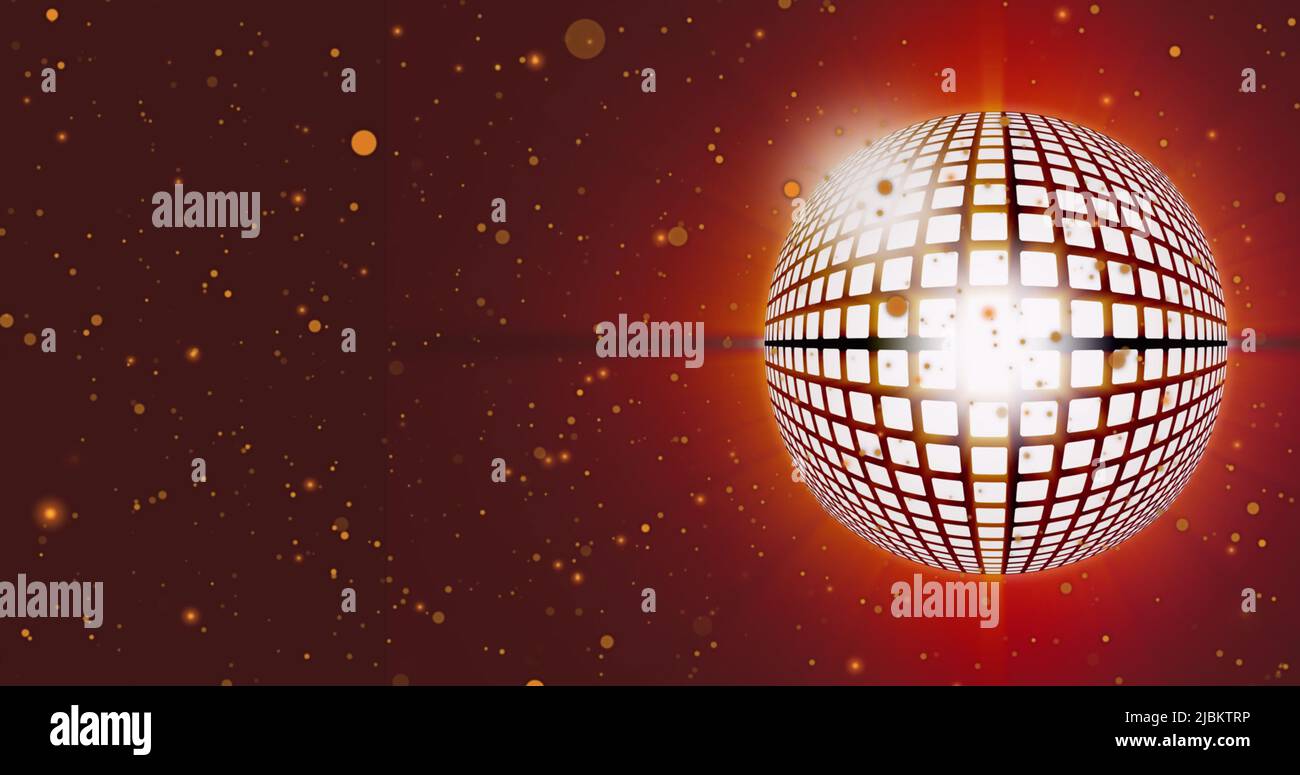 Image of red light spots and disco ball on red background Stock Photo ...