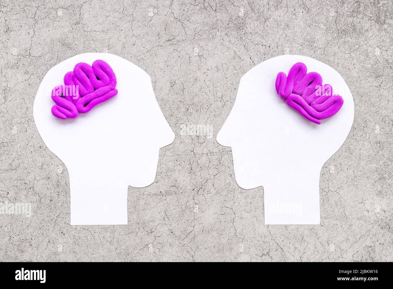 Teamwork concept, brain storm. Communication between two paper human ...