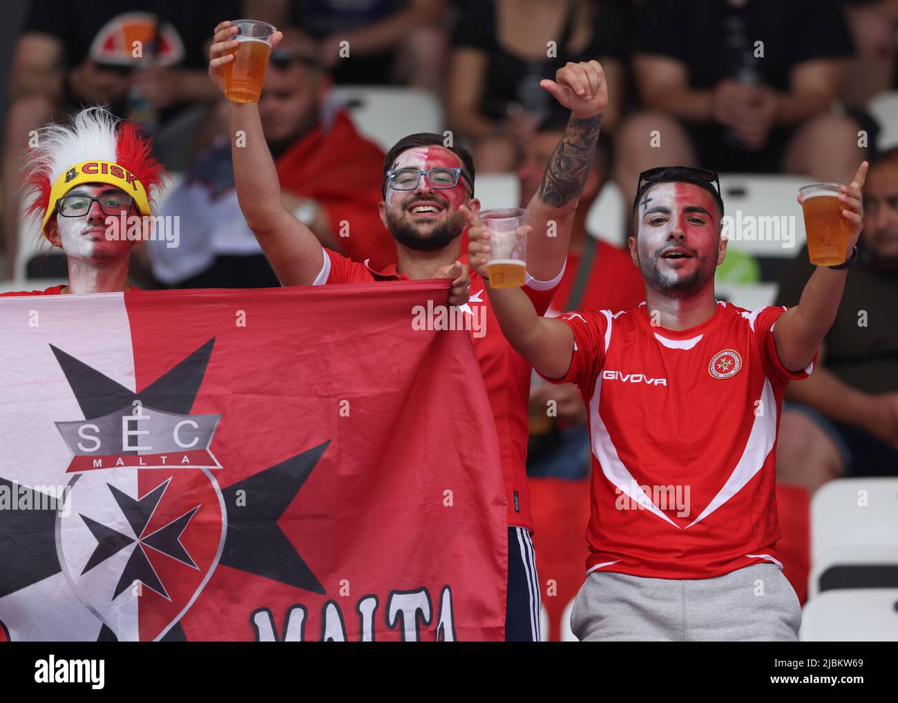 Serravalle, Italy, 5th June 2022. Malta fans bet behind their team ...