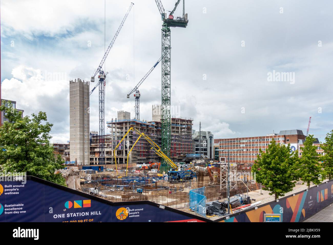 New construction work under way at One Station Hill in Reading, UK with ...