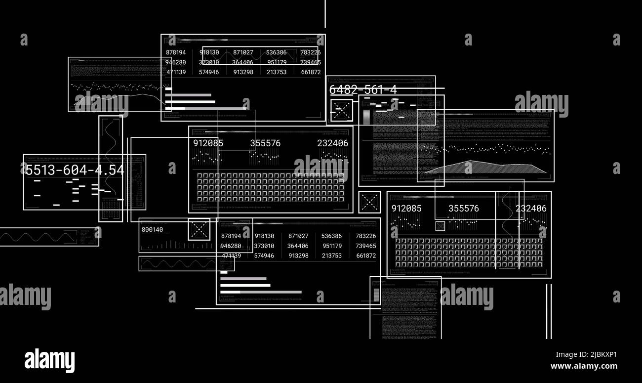 Image of data processing over black background Stock Photo - Alamy