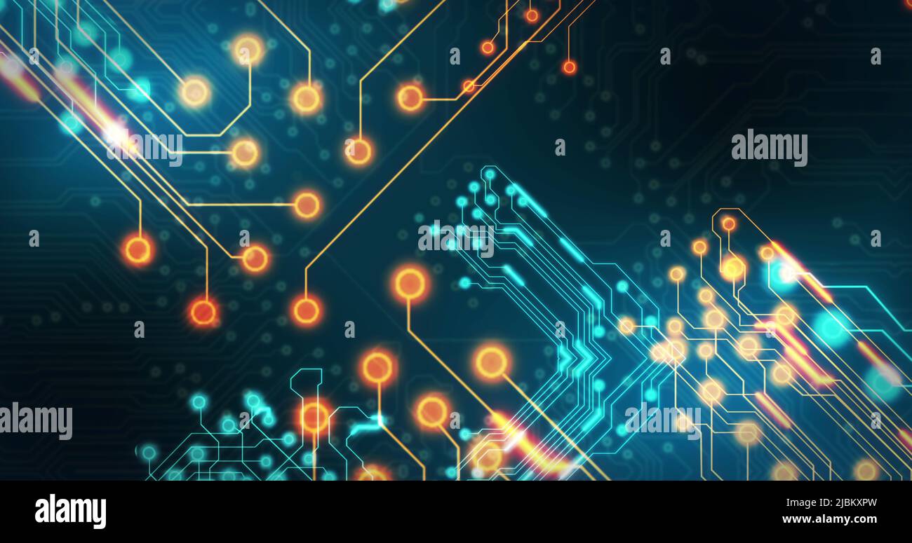 Image of technology circuit over black background Stock Photo - Alamy