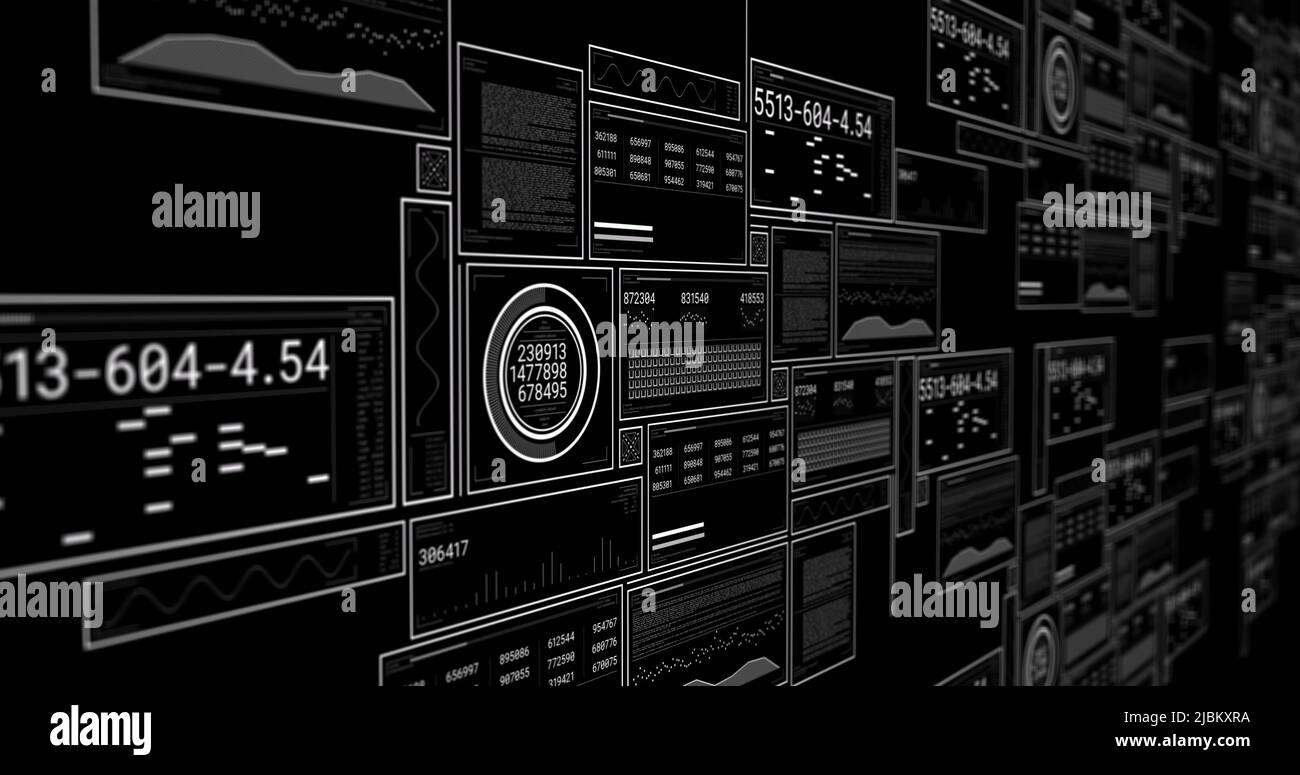 Image of data processing over black background Stock Photo - Alamy