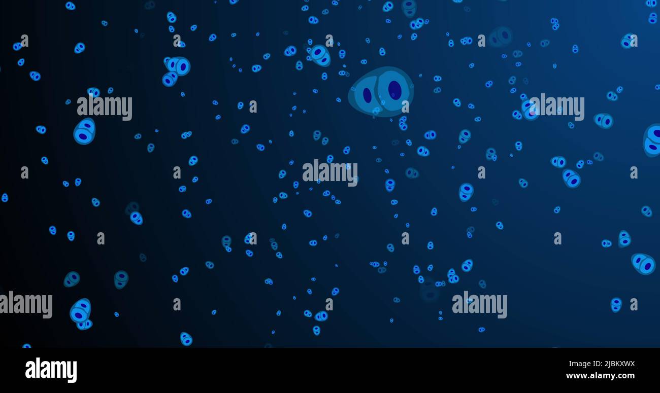 Image of blue cells moving on navy background Stock Photo - Alamy