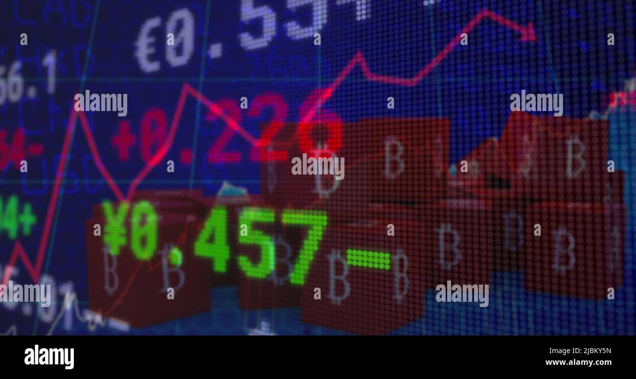 Image of data processing on blue background Stock Photo - Alamy